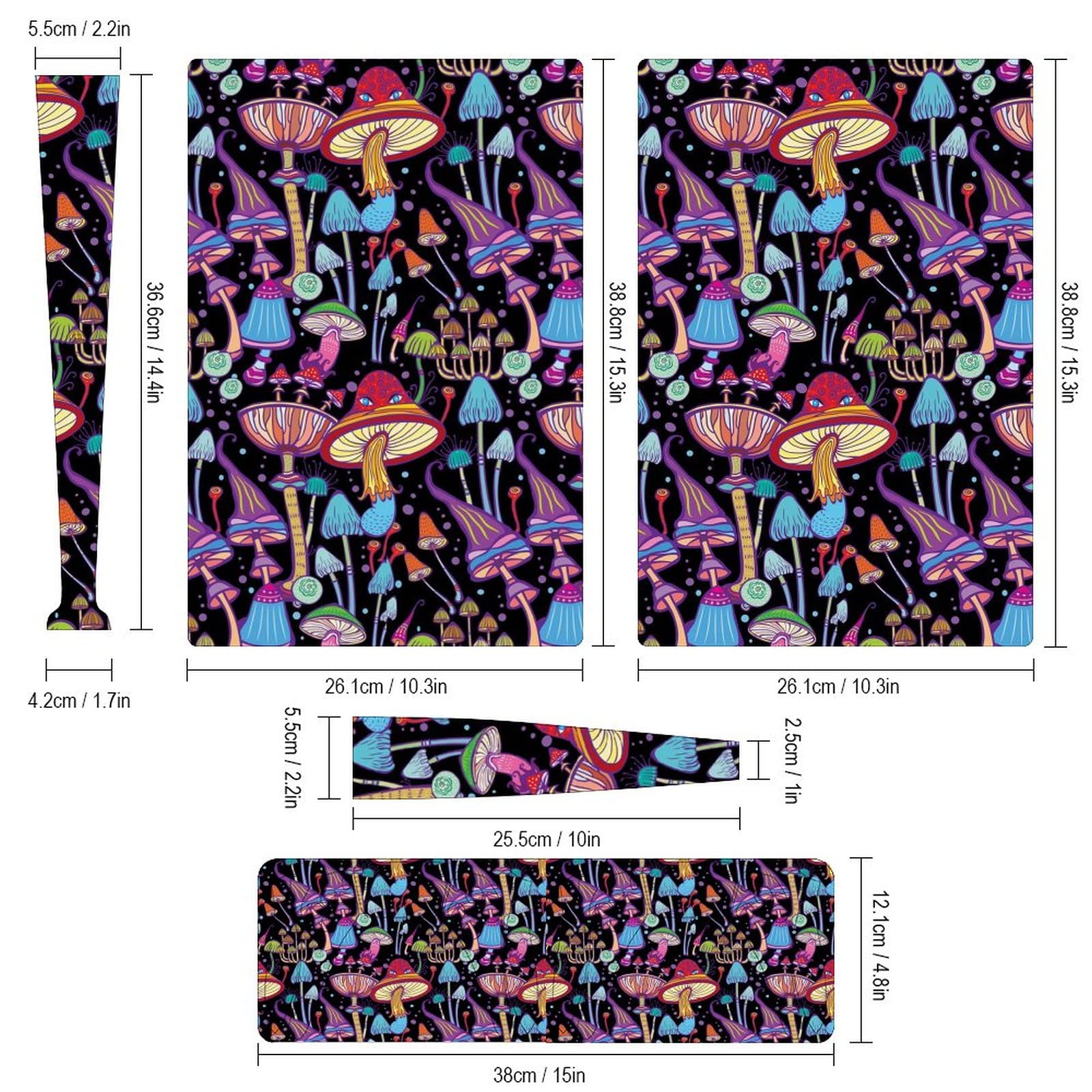 Decorative Mushrooms Full Protective Skin Cover Design Wrap Decal Sticker Compatible with PS5 Digital Edition Console and Controller
