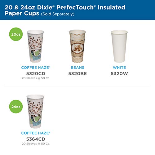 Dixie PerfecTouch 24 oz. Insulated Paper Hot Coffee Cup by GP PRO (Georgia-Pacific), Coffee Haze, 5364CD, 500 Count (25 Cups Per Sleeve, 20 Sleeves Per Case)