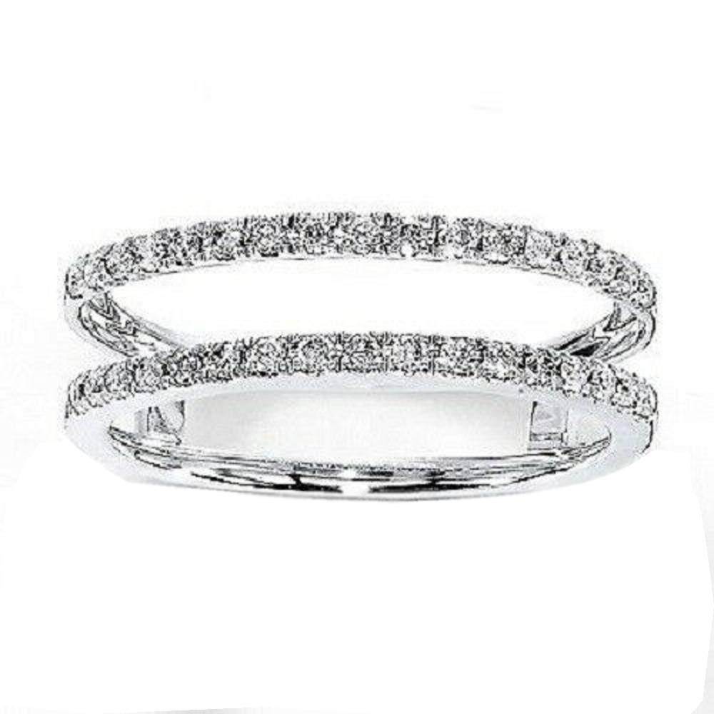 Celebrityinspired jewelry 1.00 Ct White Simulated Diamond Enhancer Engagement Ring Wrap 10K White Gold Finish Sterling Silver (7.5)