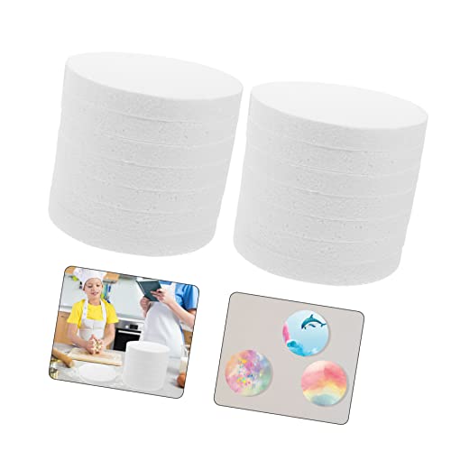 COHEALI 16pcs Dummy Training Stand Plate Discs DIY Wedding Unique Craft and Decoration Cake Dummies Decorating Foams Tray Display Supplies Fake Foam for Hand-made Tool Mould Practice