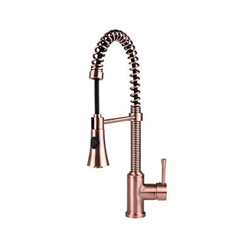 Fontaine by Italia, N96565FC-DP-AC, Residential Spring Coil Pull Down Kitchen Sink Basin Faucet Tap Fixture with Cone and Flat Spray Heads and Deck Plate for 1 or 3 Hole Installation in Antique Copper