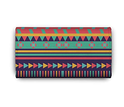 ShopMantra Women's Triangular Art Pattern Faux Leather Printed Wallet | Wallet for Women | Ladies Purse | Clutch | Multiple Card Holder Organizer and Phone Pocket Zip Wallet.