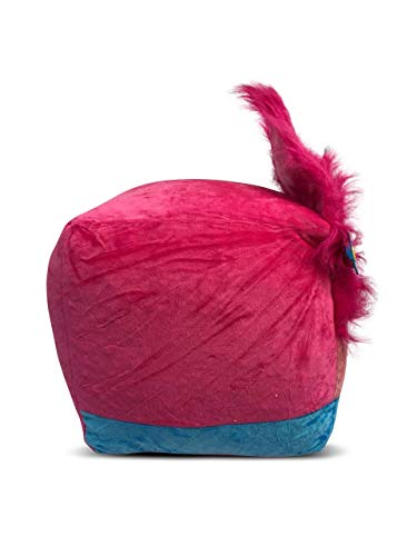 Idea Nuova Trolls Poppy 3D Bean Bag Square Pouf Ottoman, Decorative Seating for Kids, 13"x 13"x13"