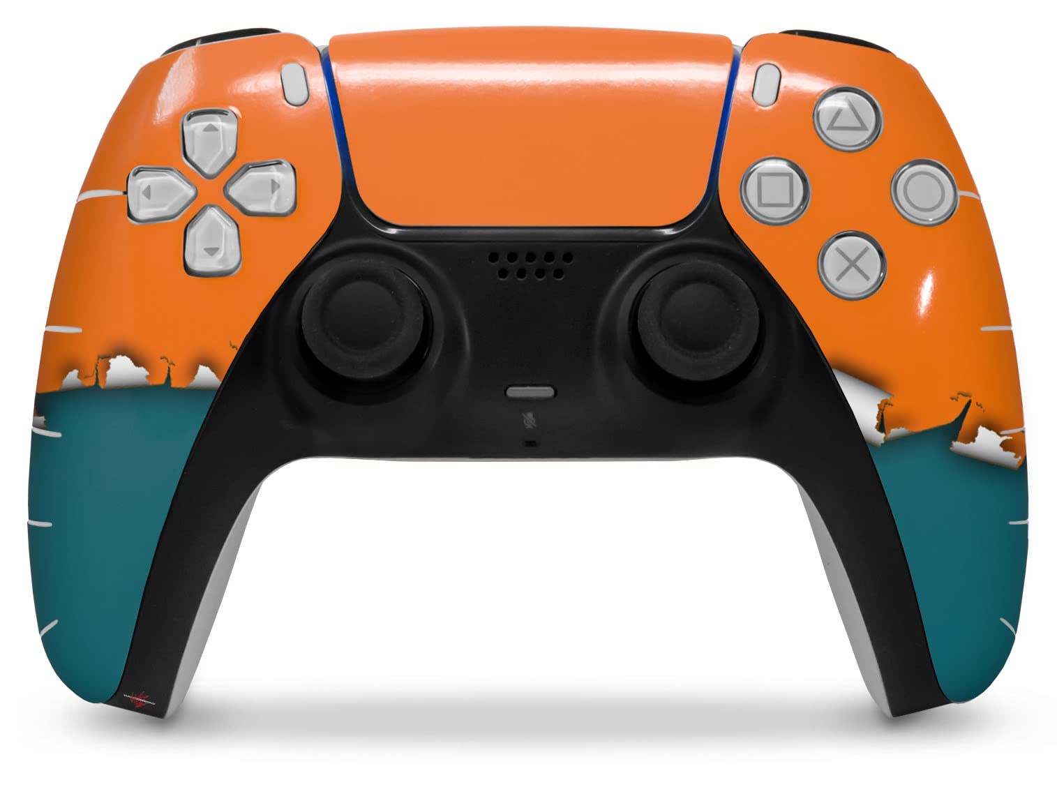 WraptorSkinz Skin Wrap compatible with Sony PS5 DualSense Controller Ripped Colors Orange Seafoam Green (CONTROLLER NOT INCLUDED)