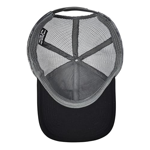 Fishing Gifts for Men Women, Funny Fish Flag Trucker Hat for Fisherman Unique Stuff,Black