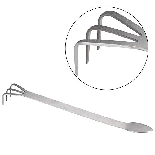 Gardening Rake, 2 in 1 Stainless Steel 3-Prong Loosen Soil Bonsai Tree Gardening Tool Root Rake and Spatula Patio Lawn Garden