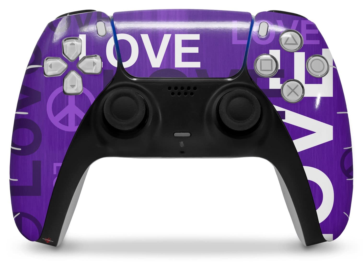 WraptorSkinz Skin Wrap compatible with Sony PS5 DualSense Controller Love and Peace Purple (CONTROLLER NOT INCLUDED)