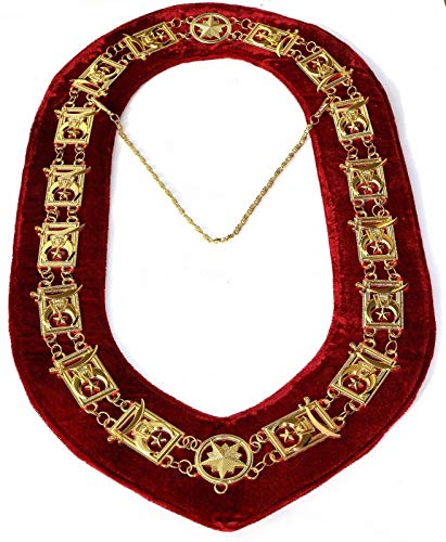 DEURA Masonic Collar Shriners Shriner's GOLD PLATED // RED BACKING DMR-600GR