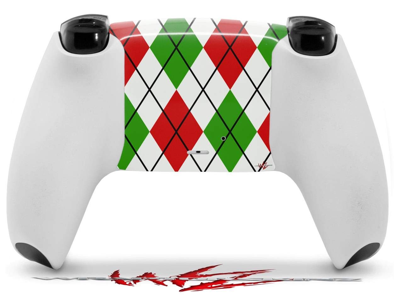 WraptorSkinz Skin Wrap compatible with Sony PS5 DualSense Controller Argyle Red and Green (CONTROLLER NOT INCLUDED)