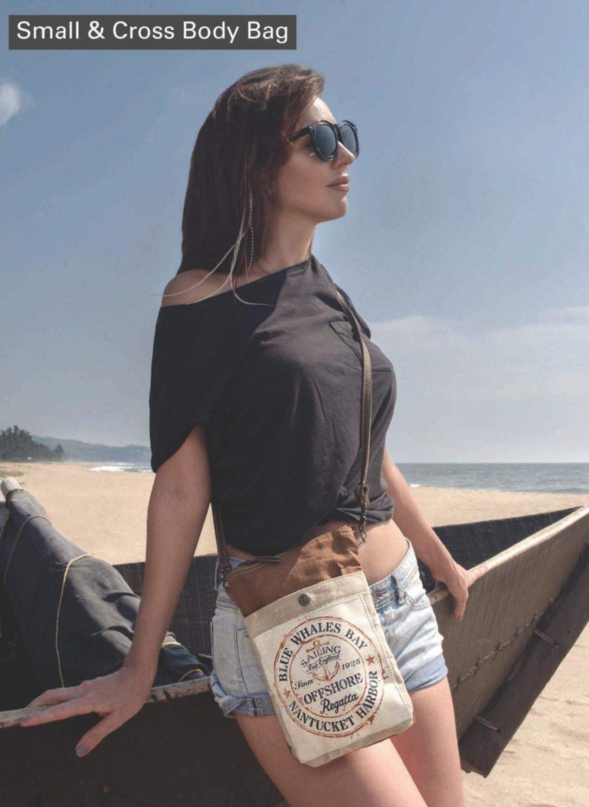 Myra Bags Sailing Anchor Upcycled Canvas Crossbody Bag S-1040