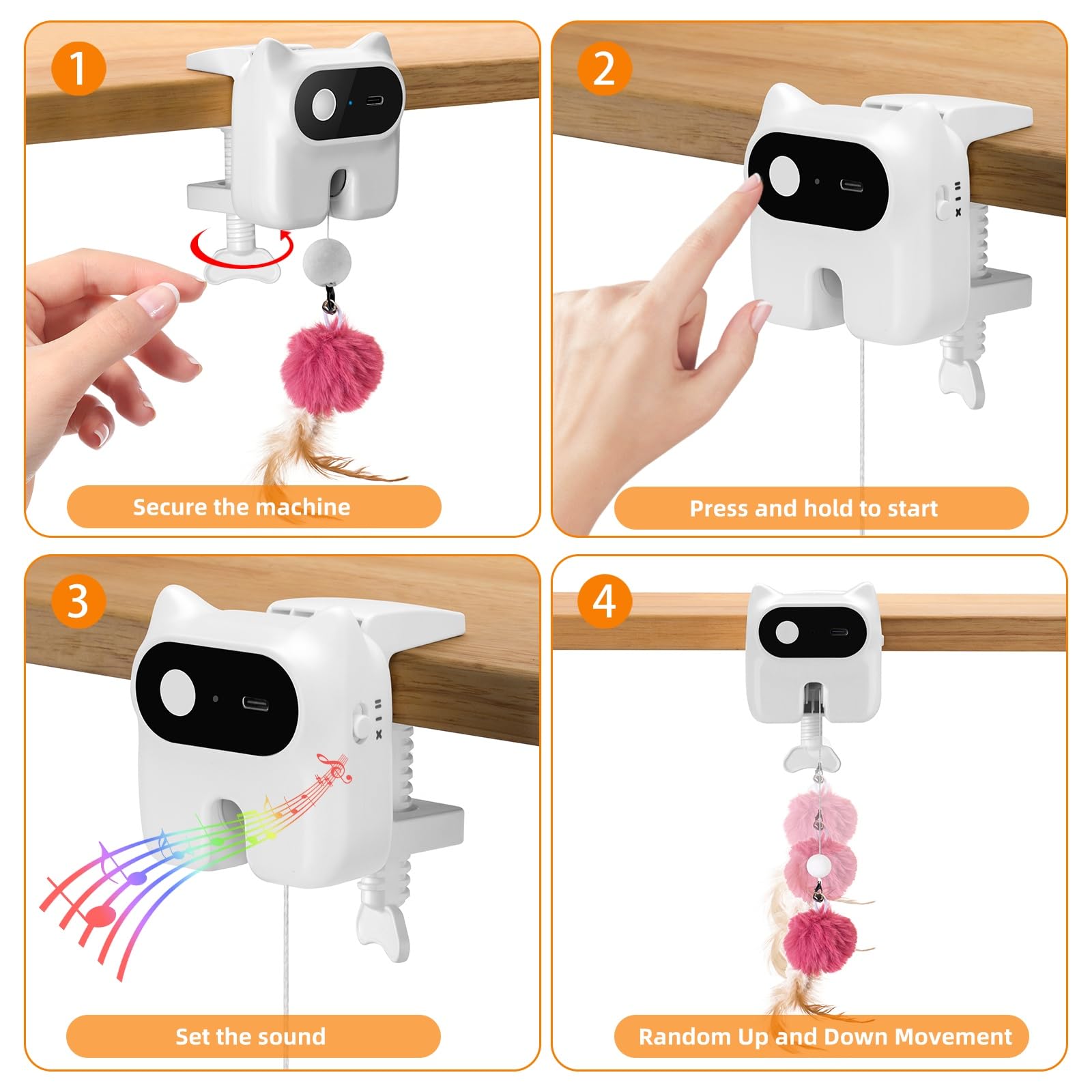 Cat Toys for Indoor Cats 2023 New Interactive Cat Feather Toy,【Chirping Bird/Mouse/Ball】 Stimulate Hunting, Rechargeable Automatic Cat Hanging Toy