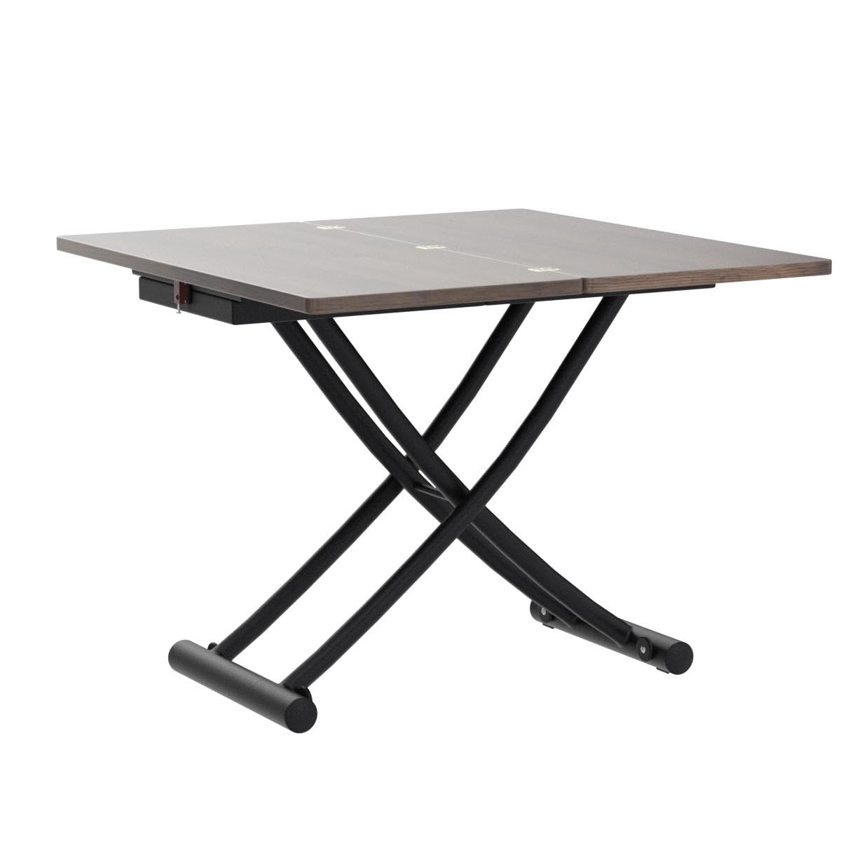 MYSELFLY Living Room Dinning Tables Folding Metal Lift Bracket Multifunction Transform Dinner Kitchen Coffee Tea End Table in Home Wood Desktop Design 40x35 Walnut