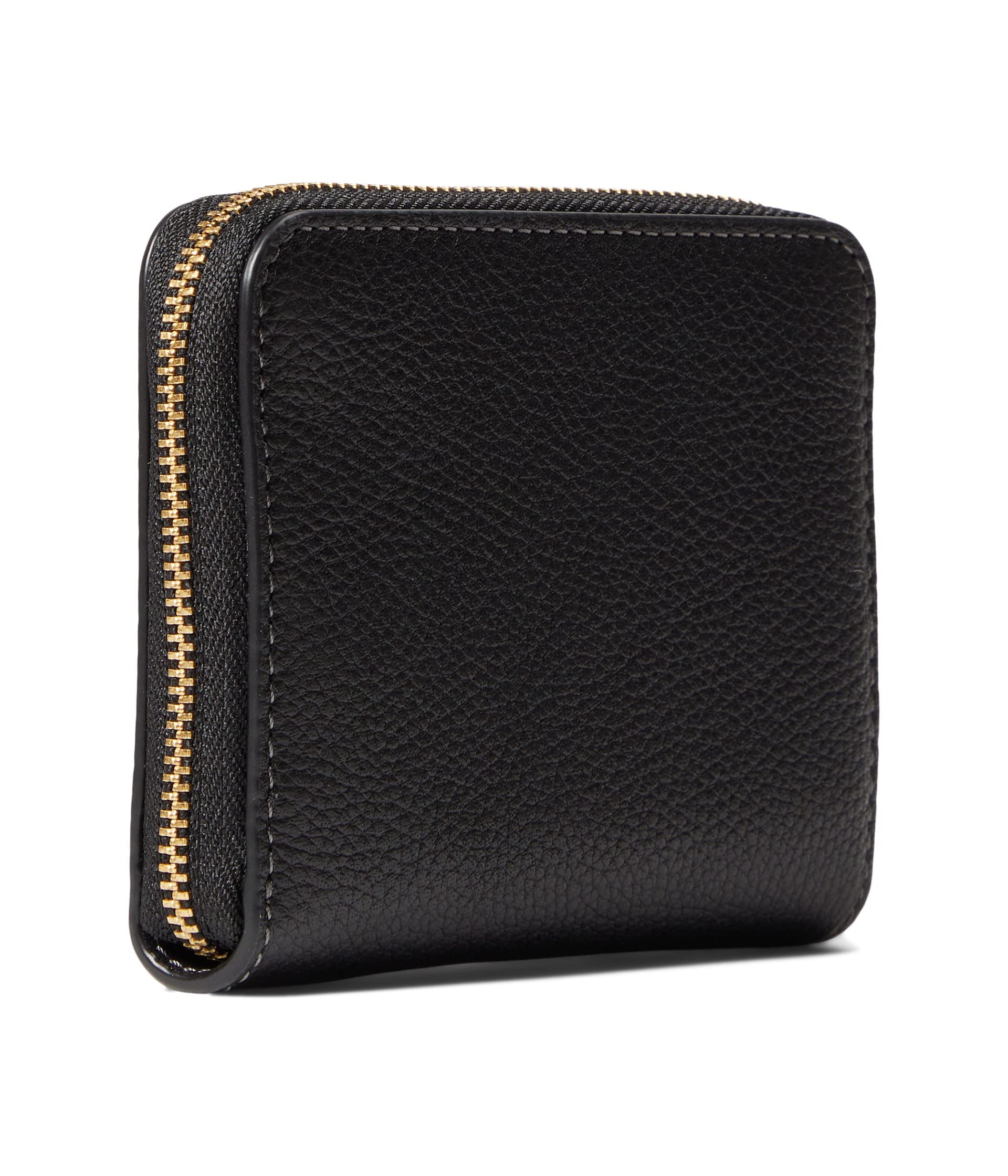 Coach Box Program Polished Pebble Small Zip Around Black One Size