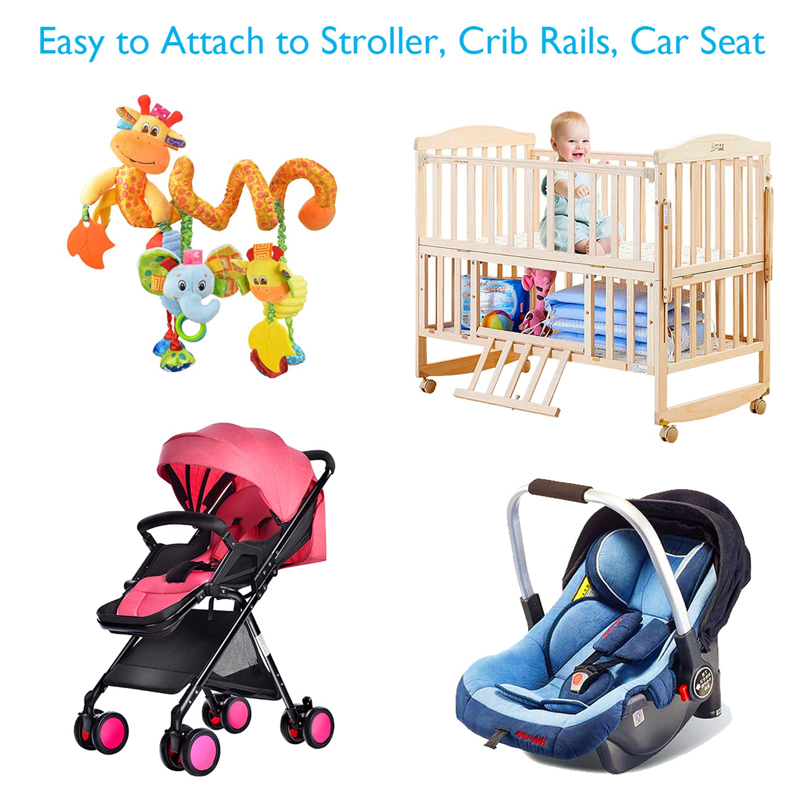 VX-star Baby Pram Crib Ornament Hangings Yellow Cute Little Deer Shape Design Spiral Plush Toys Stroller and Travel Activity Toy