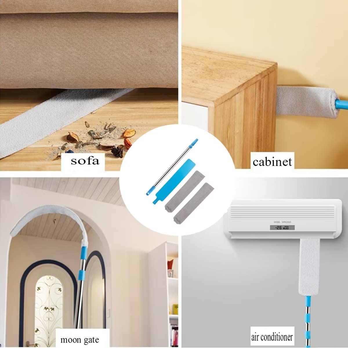 Extendable Duster, Duster with Extension Pole, for Wet and Dry for Cleaning Ceiling Fan, High Ceiling, Blinds, Furniture, Cars