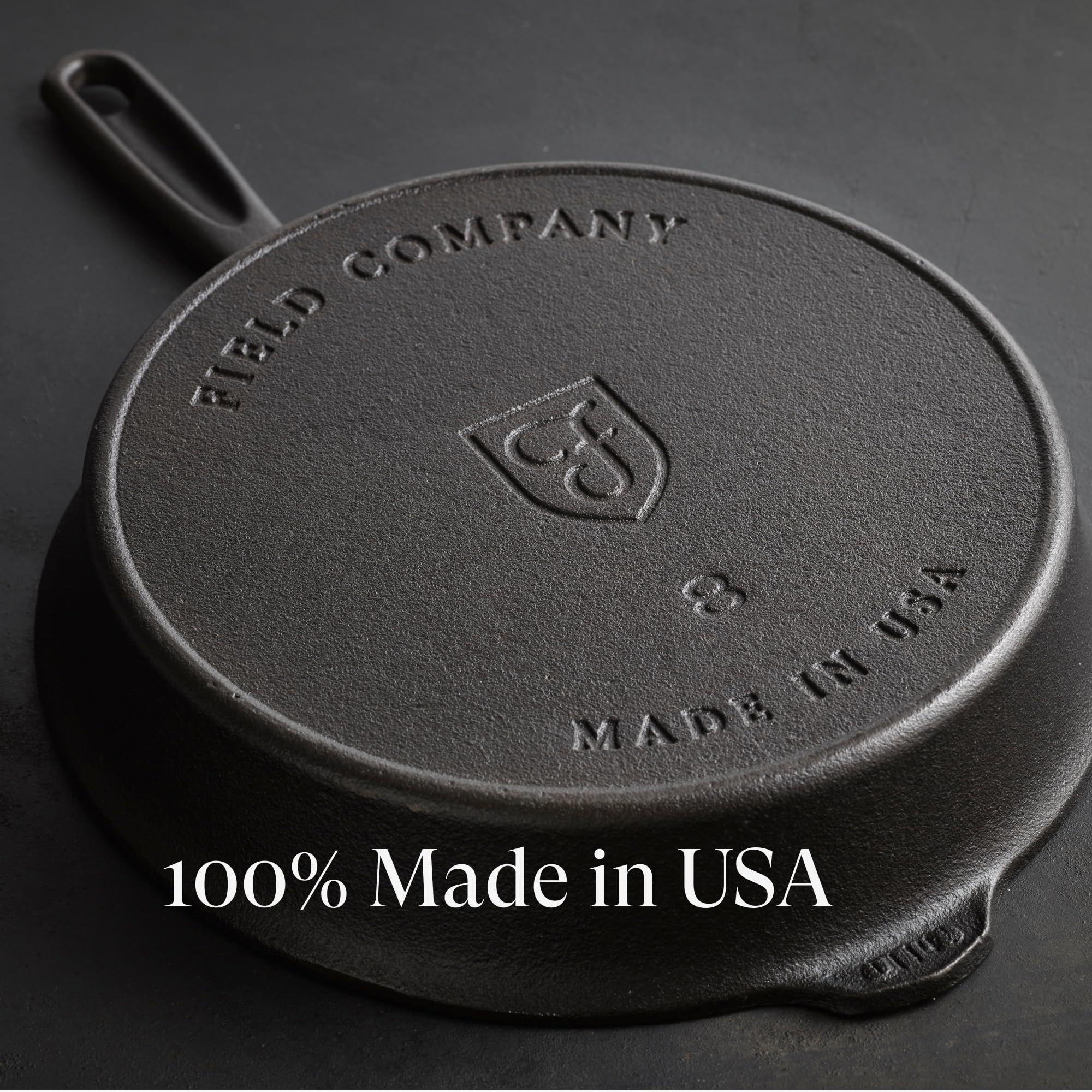 Field Company No.8 Cast Iron Skillet, 10 ¼ inches—Smoother, Lighter, Made in USA, Vintage Style, Preseasoned