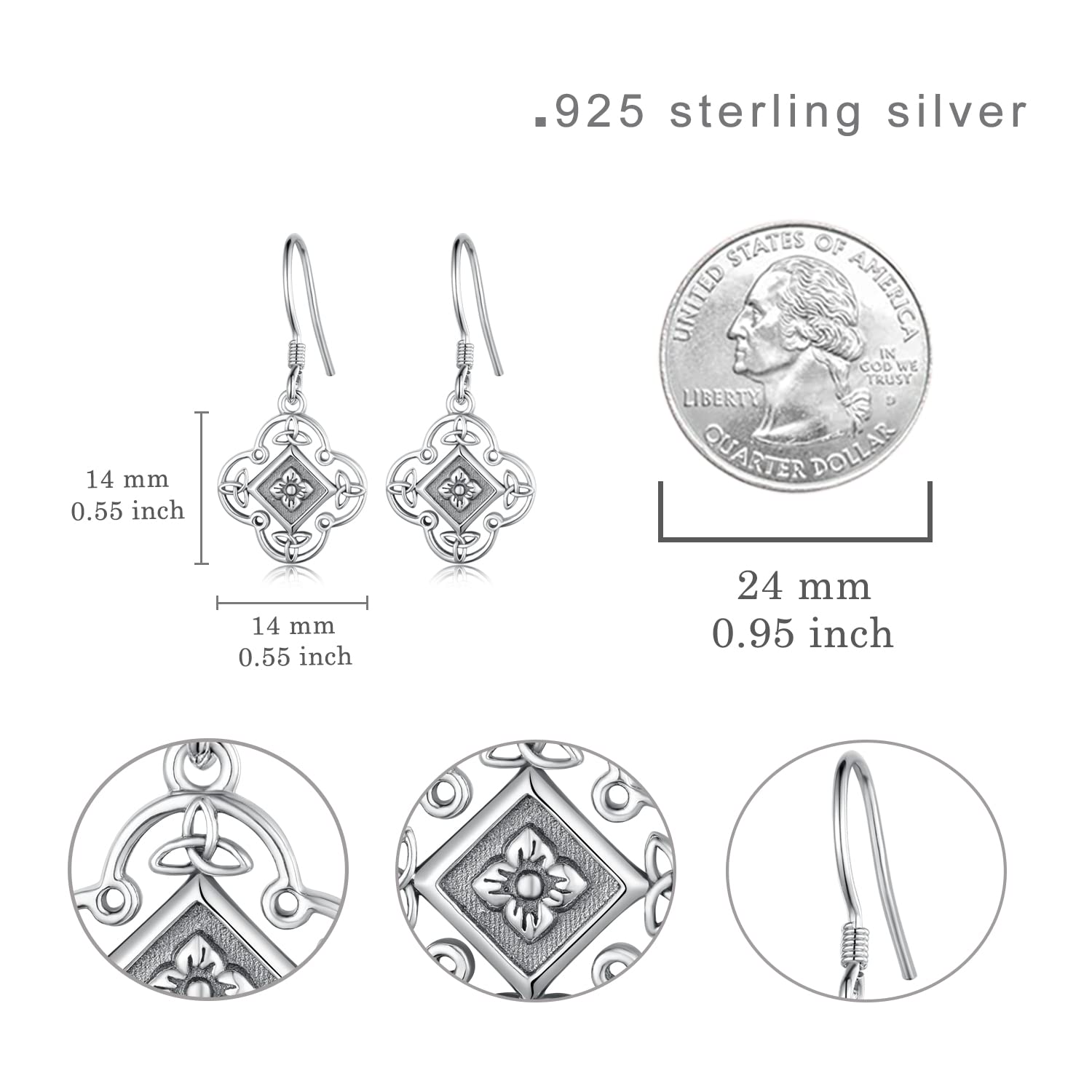 Celtic Knot Drop Earrings 925 Sterling Silver Irish Knot Vintage Dangle Earrings Celtic Knot Jewelry Gift for Women