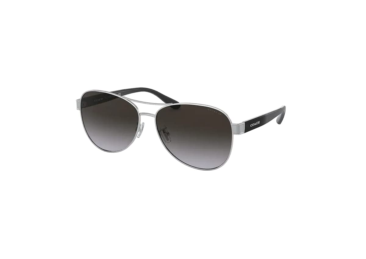 Coach HC7115 90018G 59MM Silver/Dark Grey Gradient Pilot Sunglasses for Women + BUNDLE with Designer iWear Eyewear Kit