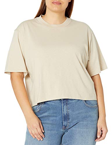 The Drop Women's Sydney Short-sleeve Cropped Crew Neck T-shirt, Sand, L