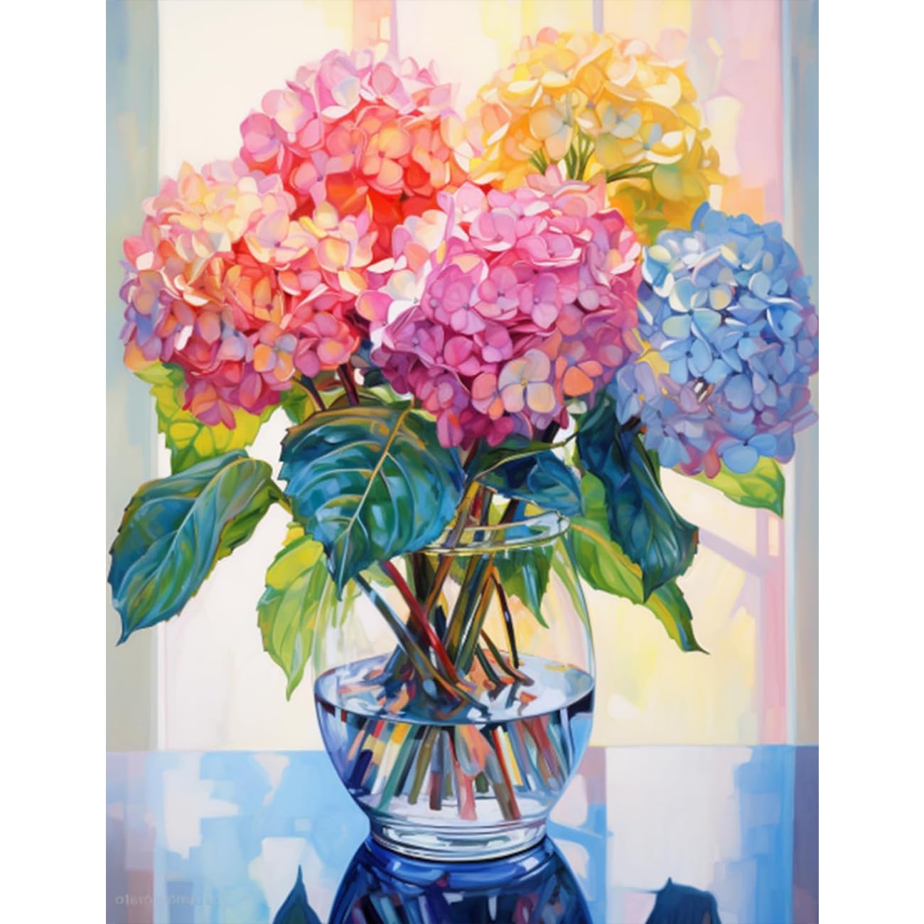 EIBEILI Diamond Painting Kits for Adults, Hydrangea in Glass 5D Diamond Art Kits for Beginner DIY Full Drill Diamond Dots Crystal Craft Kits for Home Wall Decor Gifts 11.8x15.7 inch