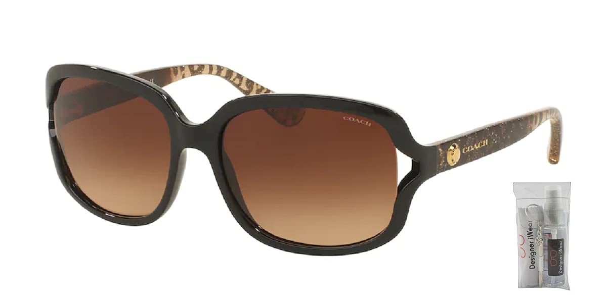 Coach HC8169 57MM Black/Brown Gradient Square Sunglasses for Women + BUNDLE with Designer iWear Eyewear Kit