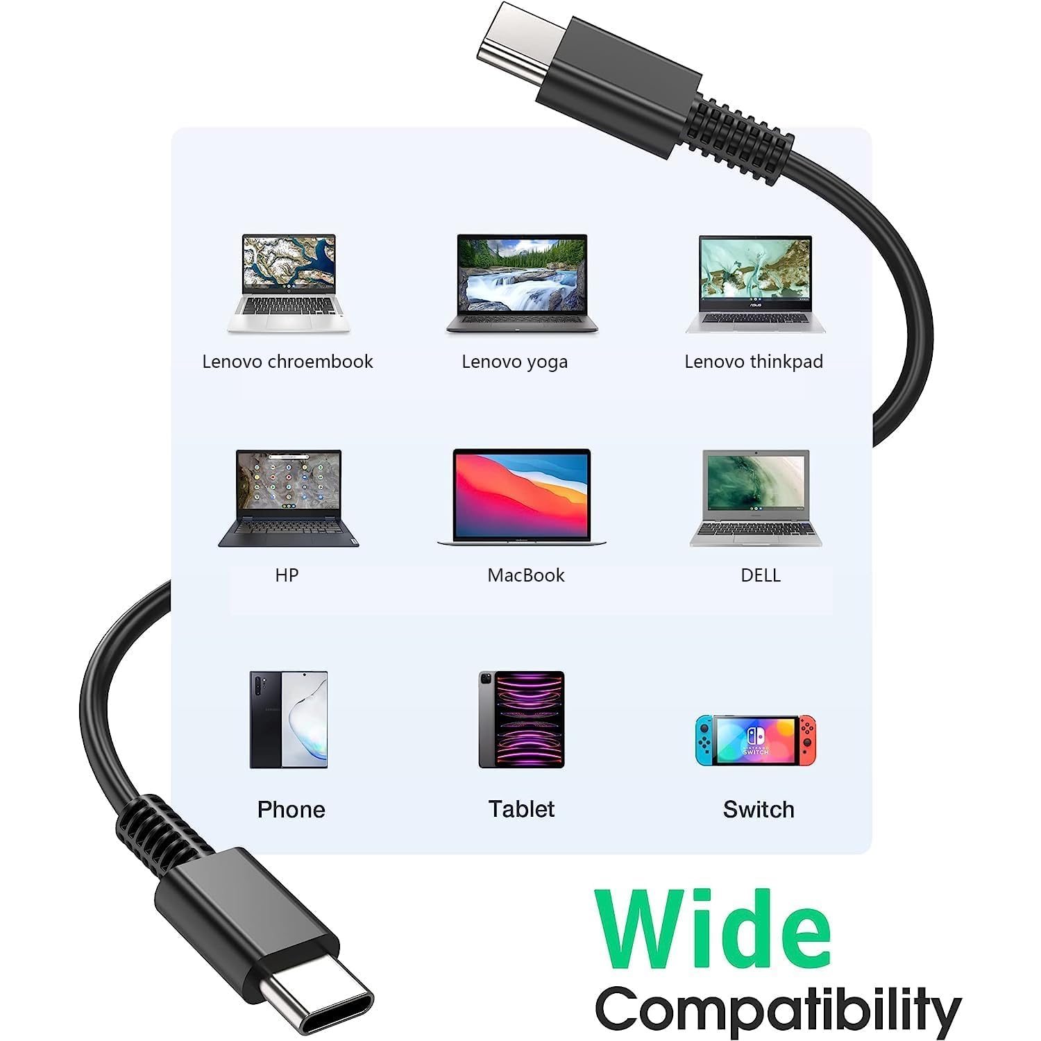 Charger for Lenovo Laptop Computer,65W 45W, for Lenovo ThinkPad Yoga Chromebook 20V 3.25A Lenovo Laptop Charger