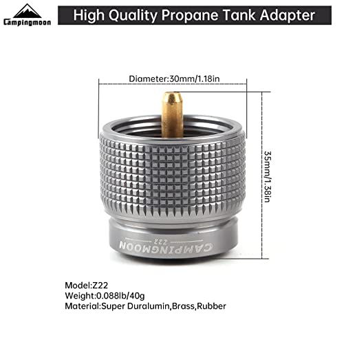 CAMPINGMOON Small Propane to Butane Adapter, Input: 16oz/1Lb small Propane Canister, Output: EN417 Lindal Valve Z22 (Silver)
