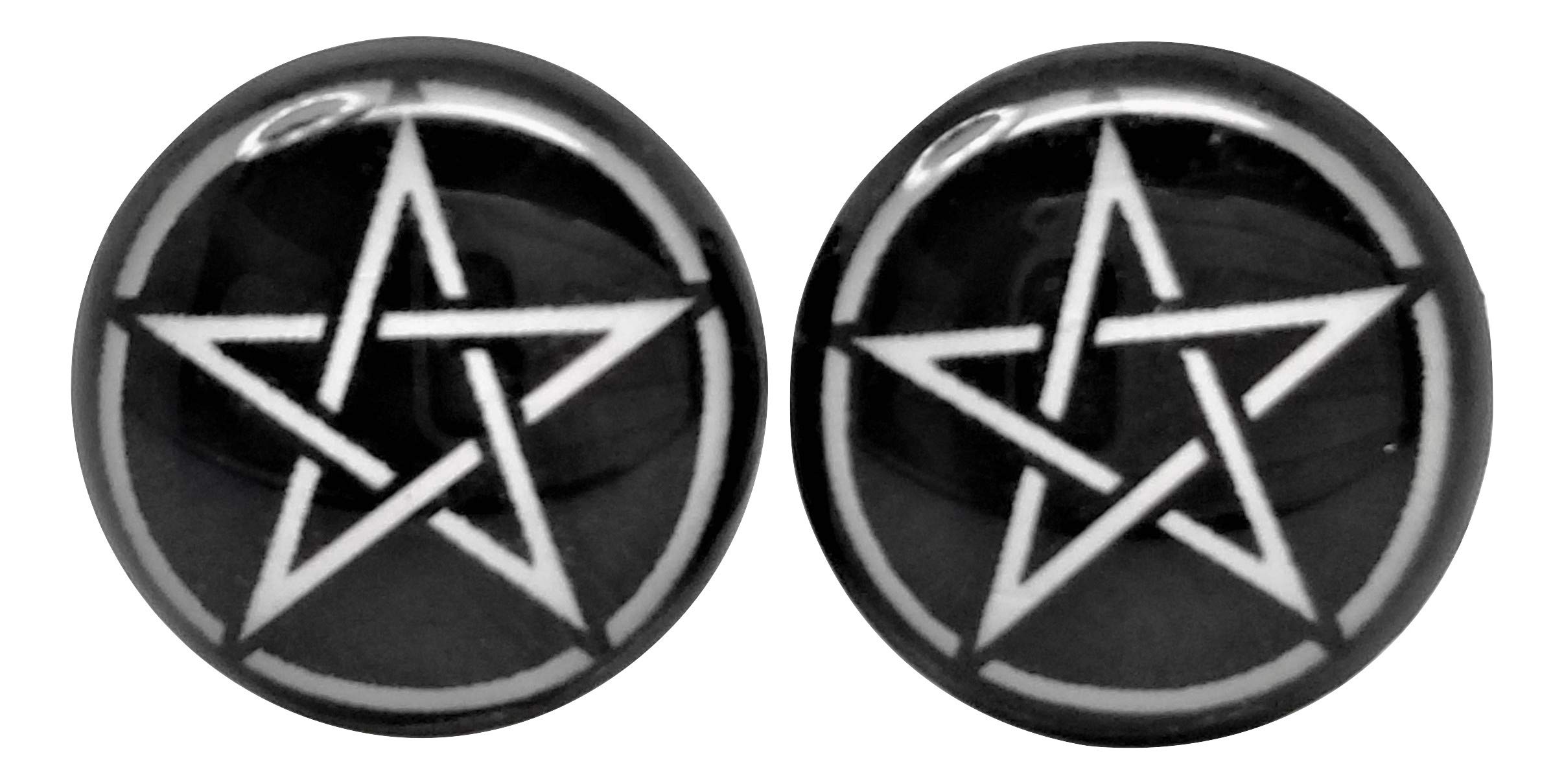 DLCUEL Pentagram Black & White Stud Post Earrings - New - Pair!