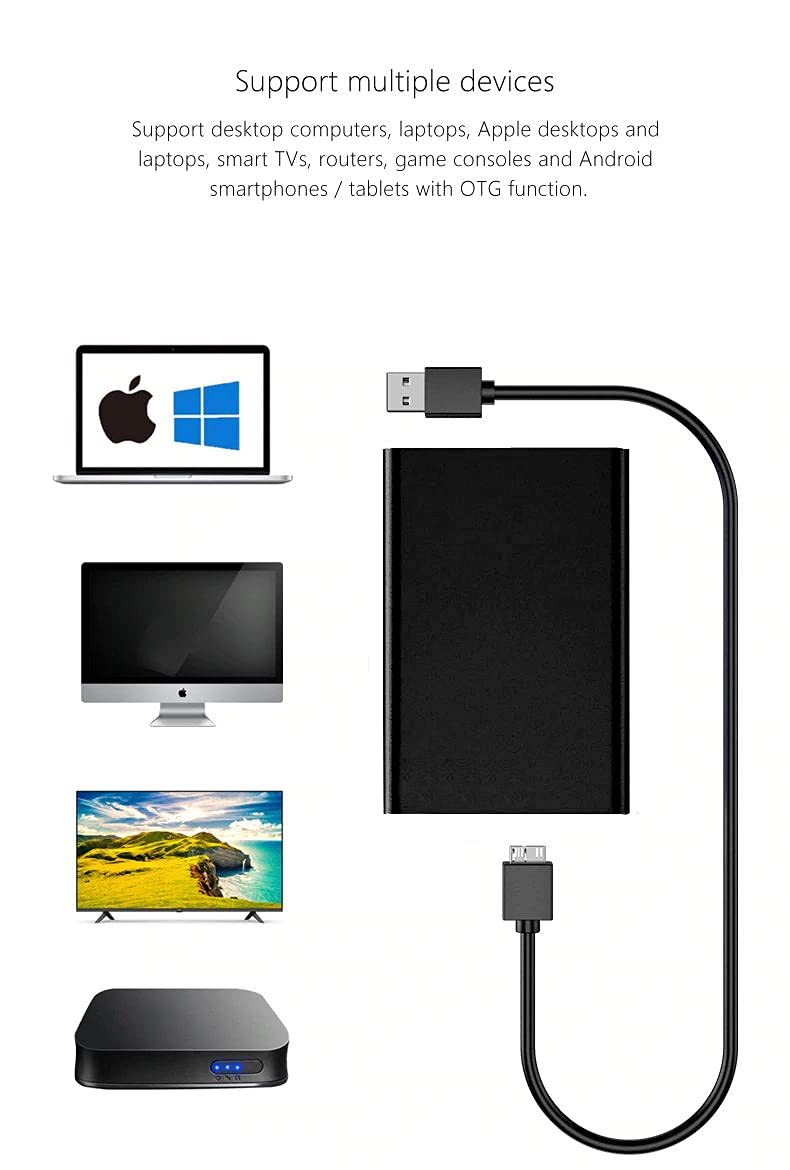 External Hard Drive 2TB Portable Hard Drive for Mac, Desktop, PC, Laptop, Ultra Slim Portable External Hard Drive(2TB Black)