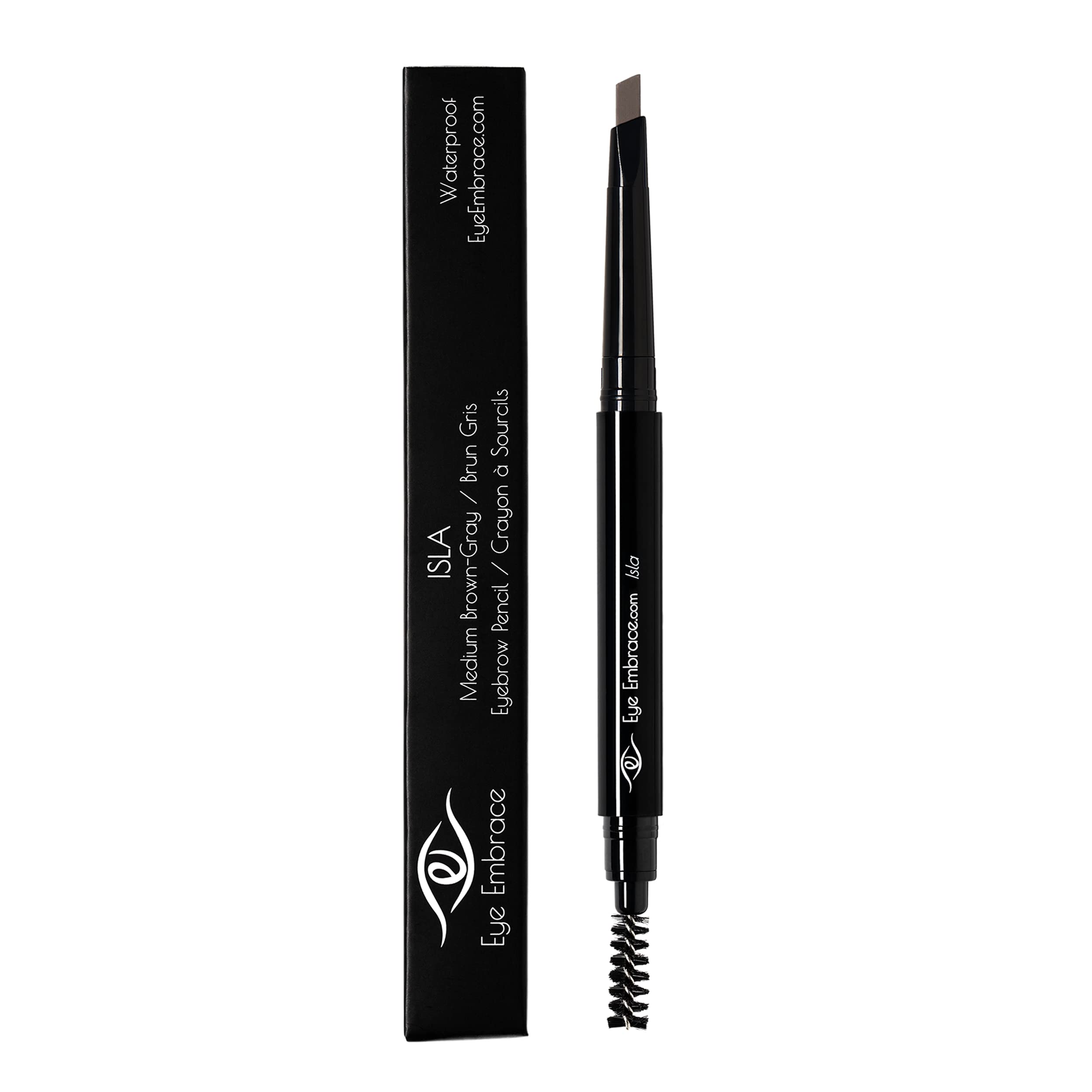 Eye Embrace Isla: Medium Brown-Gray Eyebrow Pencil β Waterproof, Double-Ended Automatic Angled Tip & Spoolie Brush, Cruelty-Free