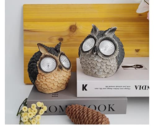 WSSSH Solar Garden Statues Owl, Solar Powered Eyes Lights Art Décor Figurine Ornament Resin Lights for Party Garden Home Decorations-D