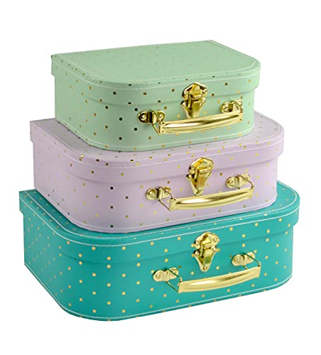 Paperboard Suitcases - Set of 3 Decorative Storage Boxes - Mini Cardboard Suitcase, Decorative Boxes, Doll Clothes Storage, Decorative Gift Box for Christmas, Cute Storage Box-Photo Storage