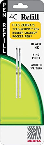 Zebra 4C Ink Pen Refill, 0.7mm Fine Point, Black Ink (2-Pack)