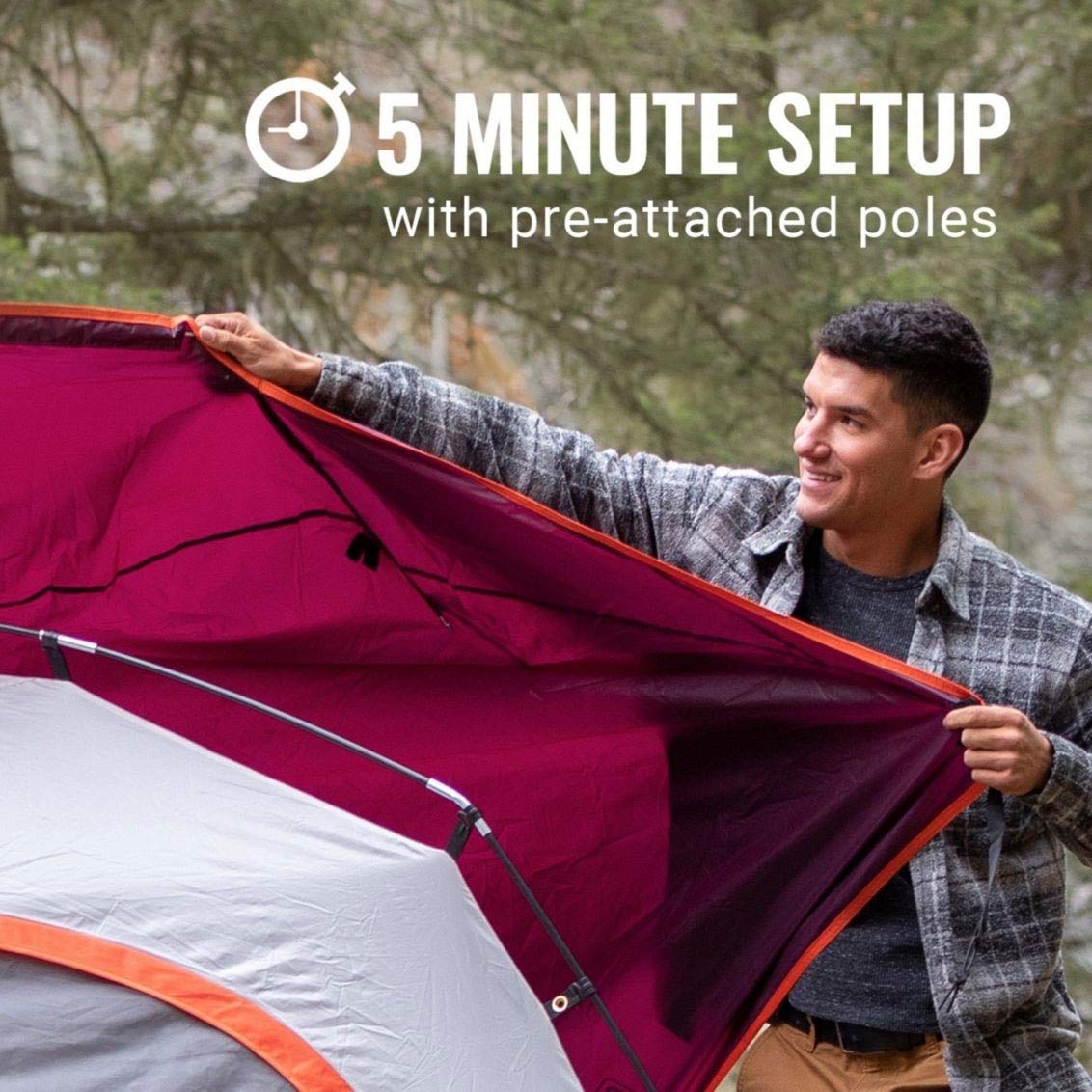 Coleman Skydome 6 Person WeatherTec Easy Assembly Outdoor Family Camping Hiking Dome Tent, Blackberry