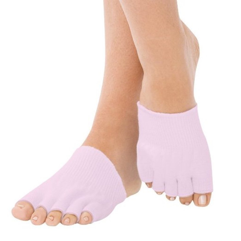 DevsWear Gel Lined Compression Toe Separator Socks - Toes Separators Socks Spacer Dry Forefoot Cracked Skin Moisturizing Protector Sock (1 Pair Pink)