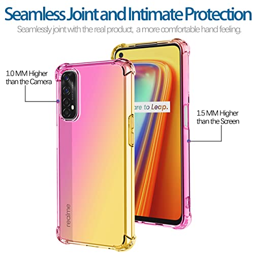 KOARWVC Case for Realme 7 4G/Realme Narzo 20 Pro Case, Crystal Clear Case Gradient Slim Anti Scratch TPU Shockproof Protective Phone Cases Cover for Realme 7 4G (Pink/Gold)