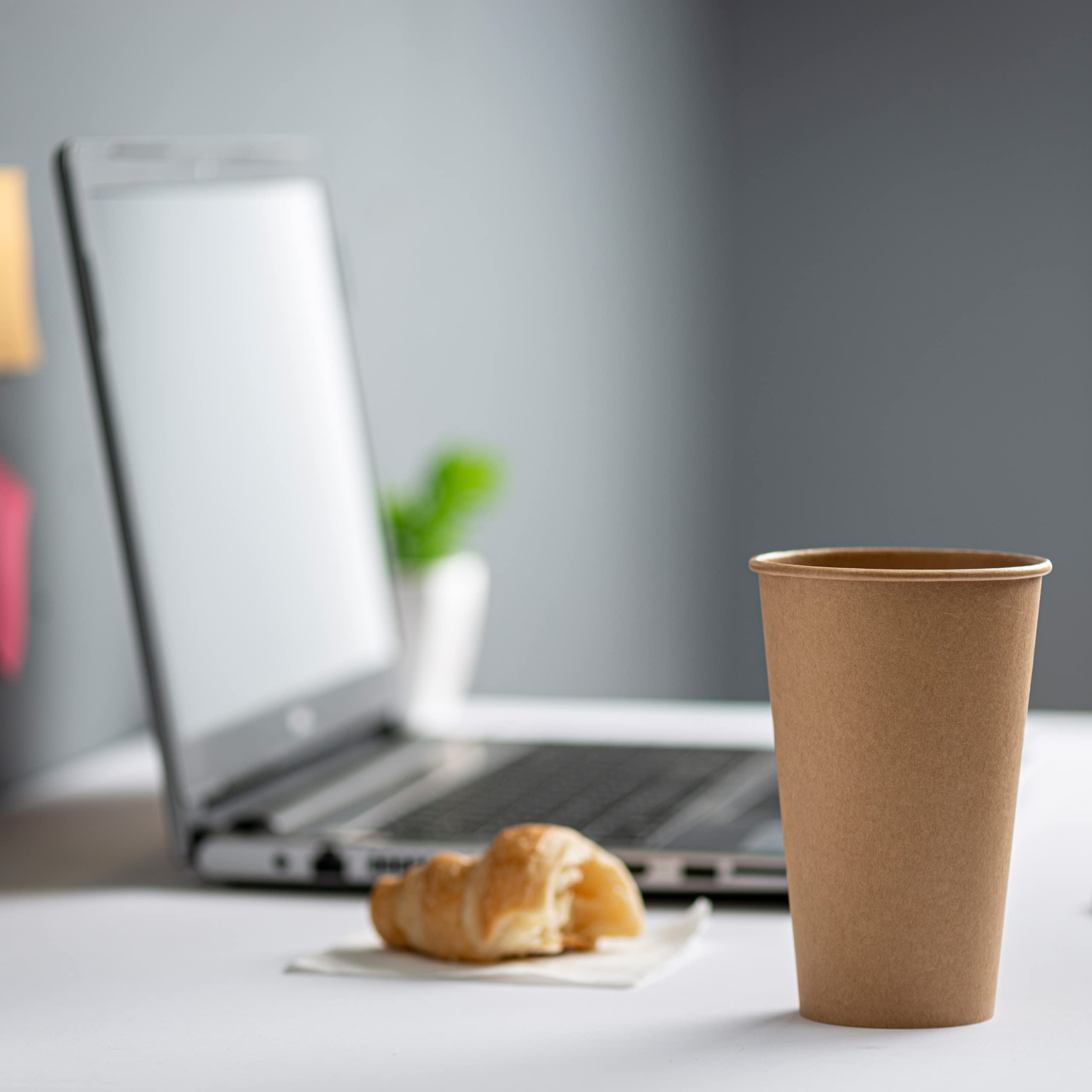 Comfy Package [12 oz. - 100 Count Kraft Disposable Paper Cups, Hot Coffee Cups Brown Unbleached - Eco-Friendly Cups