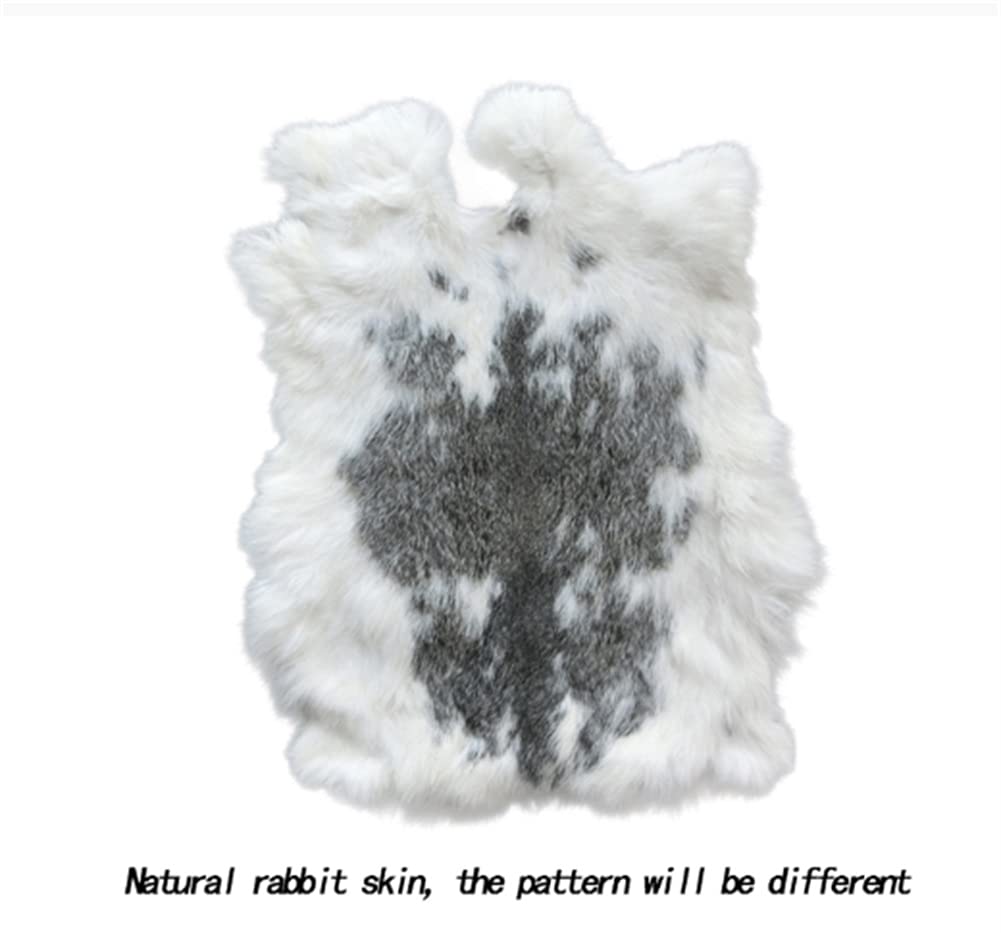 Natural Spotted Color Rabbit Fur Pelt Hide(10" by 12" with Sewing Quality Leather) - Soft Professionally Tanned 1PCS