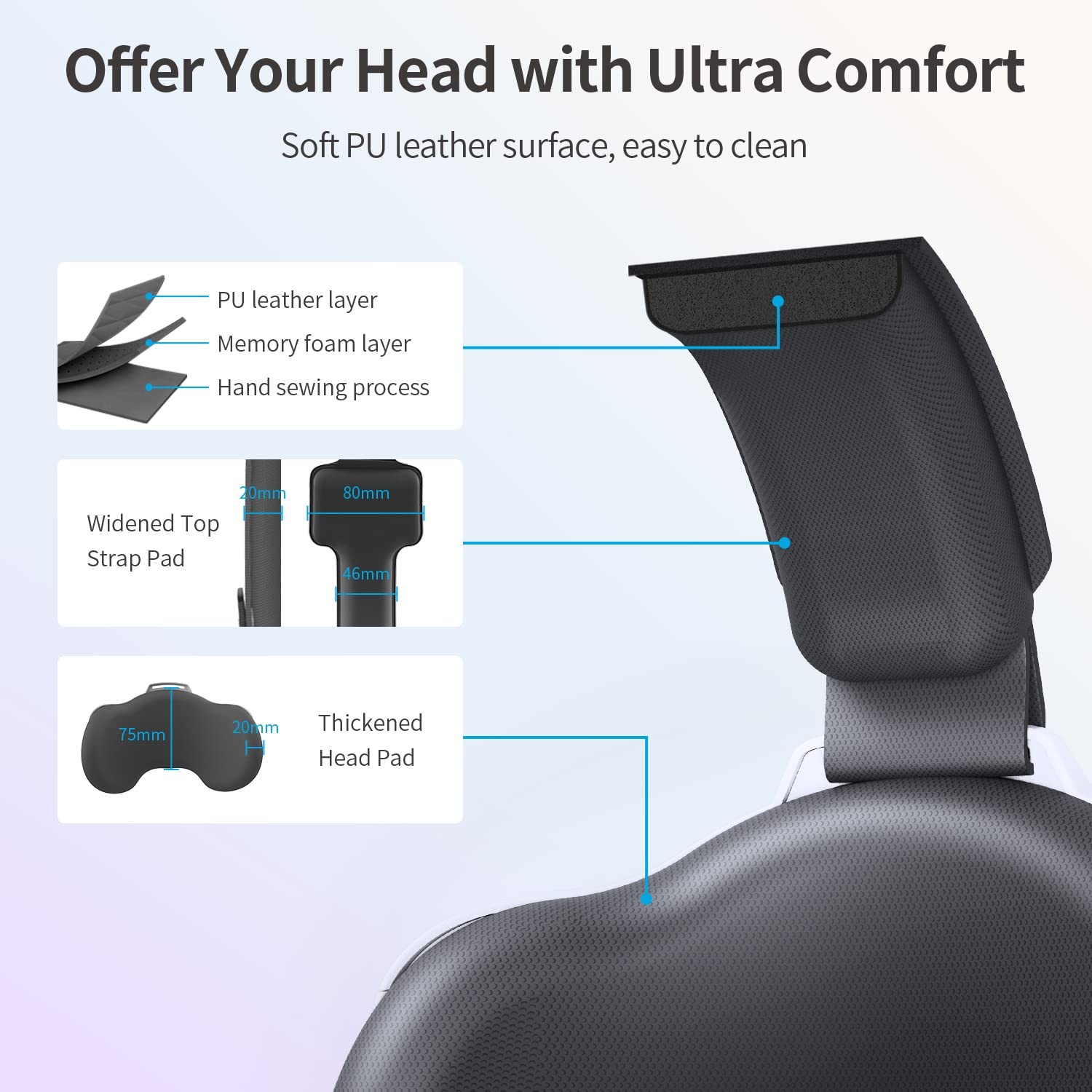 Defanti Adjustable Head Strap for Quest 2, Replacement Cushion for Quest 2 Accessories Elite Strap for Enhanced Support and Comfort, Balance Weight Reduce Pressure in VR
