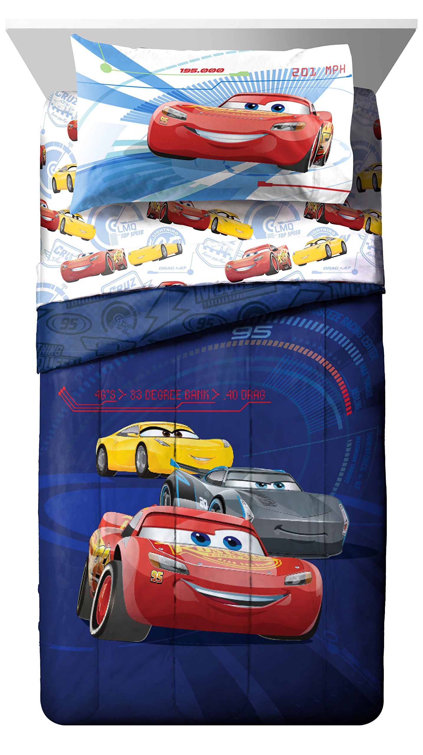 Jay Franco High Tech Twin 3 Piece Sheet Set, Cars Red