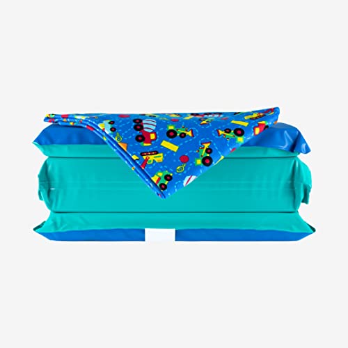 KinderMat 2" Jr. Daydreamer and Full Nap Mat Washable Cover - New Trucks N Tractors Design - Regular, 47" x 22", Great for Daycare & Families