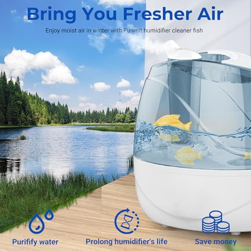 Funmit 6 Pack Universal Humidifier Cleaner Fish Compatible with Almost All Humidifiers and Fish Tanks, Purifies Water, Prevents Hard Water Build-Up, Reduces Scale, Yellow