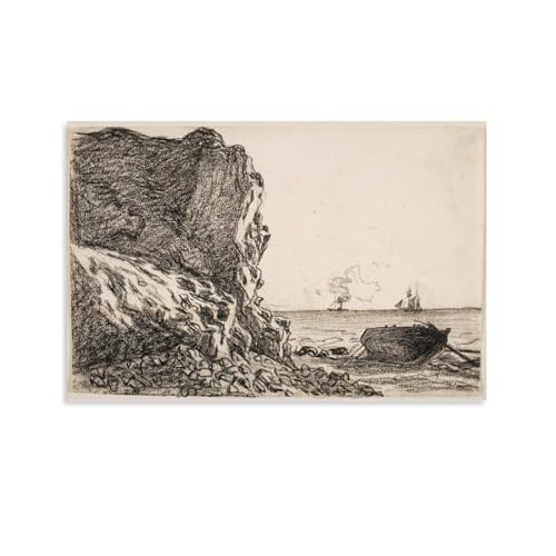 Cliffs and Sea by Claude Monet Wall Art Posters Modern Artwork Aesthetic Vintage Wall Decor Abstract Painting Wall Art for Living Room 12x18inch(30x45cm)