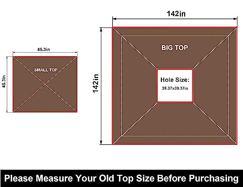 SCOCANOPY Top for 11'x11' and 12'x12' Pop Up Gazebo Canopy Frame,Canopy Frame and Netting Not Included, (Brown)