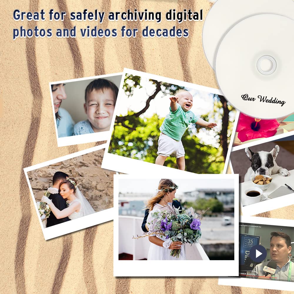 PlexDisc TY Series DVD-R 16X 4.7GB White Inkjet Hub Printable Blank Discs β 50 Pack Cake Box (FFP), Writable and Recordable Media for Data, Video, and Audio