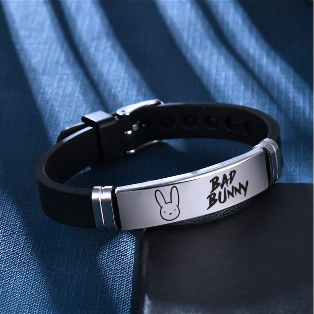 COMTRUDE Bad Rabbit Bracelets Silicone Adjustable Wristband Bracelets for Men Women (Silver7)