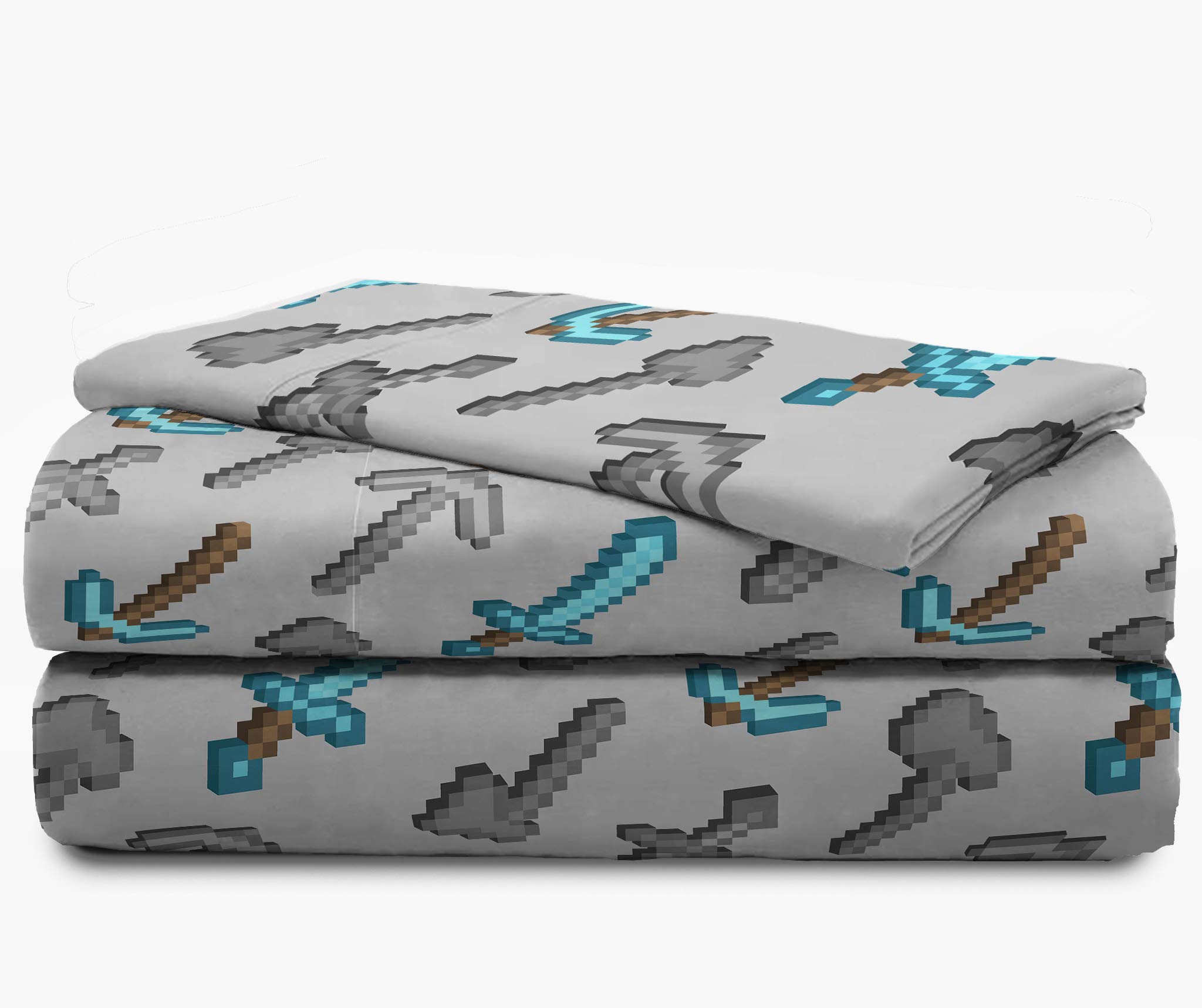Jay Franco Minecraft Isometric Characters Twin Sheet Set - Super Soft and Cozy Kid’s Bedding - Fade Resistant Polyester Microfiber Sheets (Official Minecraft Product)