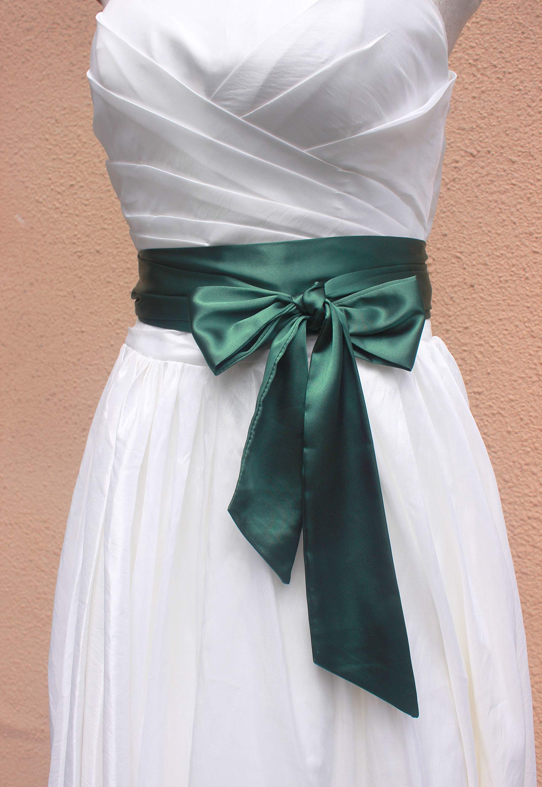NANIA Wedding satin sash belt for special occasion dress bridal sash (Emerald)