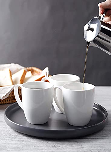 Sweese 611.001 Porcelain Mugs - 12 Ounce for Coffee, Tea, Mocha and Mulled Drinks - Set of 6, White