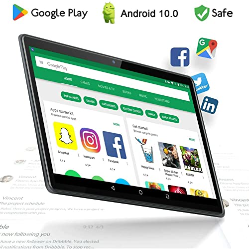 FOREN-TEK Android Tablet 10 Inch, 4GB RAM 64GB Storage, Android 10.0, Octa-Core Processor, Tablet with Keyboard, Large Battery, Dual Camera, Wi-Fi, Bluetooth, GPS, Mouse, Tablet Cover